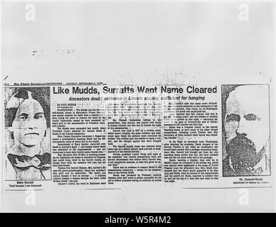 Like Mudd, Surratts Want Name Cleared Stock Photo - Alamy