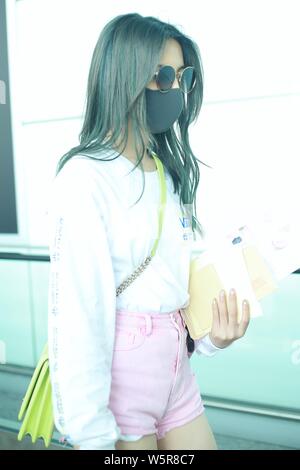 Chinese actress and singer Yang Chaoyue attends an activity in Beijing ...