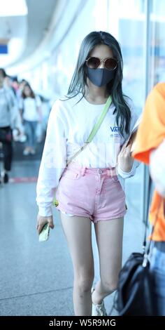 Chinese actress and singer Yang Chaoyue attends an activity in Beijing ...