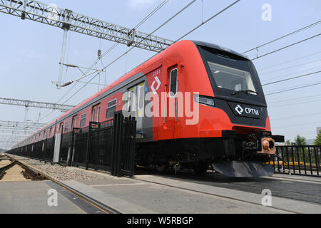 A subway train used on Sao Paulo's Metro Line 13 for Brazil-based CPTM ...