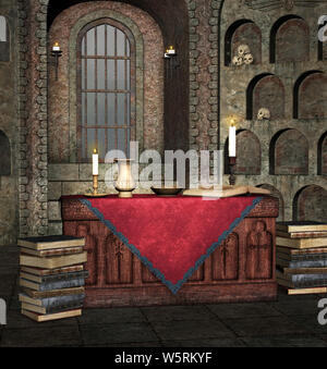 Gothic skulls background / 3D illustration of dark grungy human skulls ...