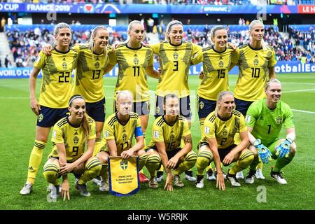 The Sweden team line-up for the national anthem before the FIFA World ...