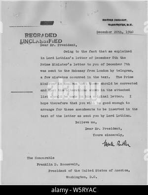 Neville Butler to Franklin D. Roosevelt Stock Photo - Alamy