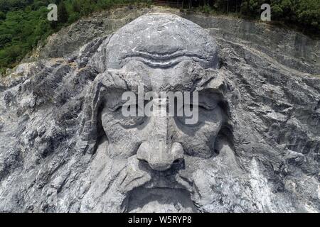 The giant sculpture of Fuxi, a culture hero in Chinese legends and ...