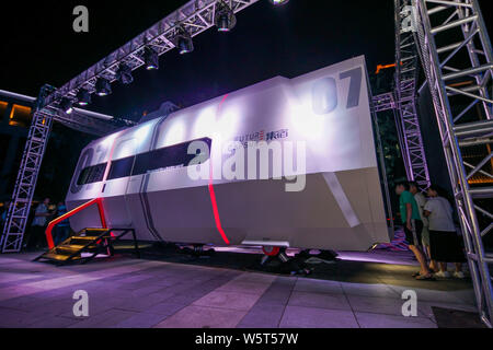 Local residents visit a huge capsule named "Future Capsule" in Hangzhou ...