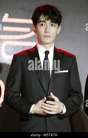 Chinese actor Zhu Yilong attends the Louis Vuitton show during Paris ...