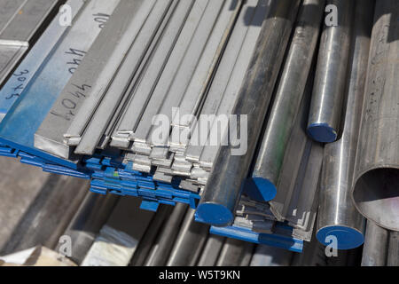 steel metal bars on pile, close up Stock Photo - Alamy