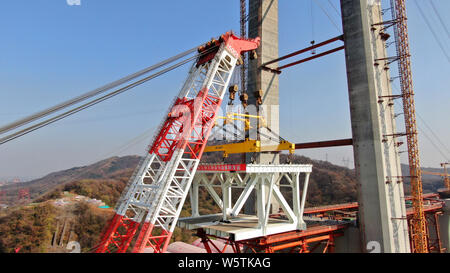The Wufengshan Yangtze River Bridge, China's first rail-road suspension ...