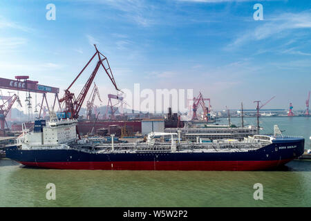 A view of the Arctic condensate tanker Boris Sokolov built for the ...