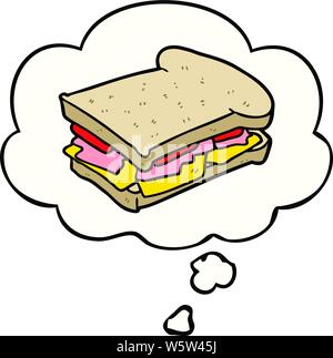 cartoon cheese sandwich with thought bubble in comic book style Stock ...