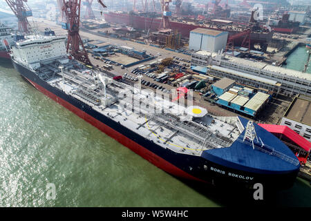 A view of the Arctic condensate tanker Boris Sokolov built for the ...