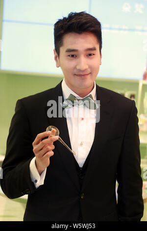 Taiwanese-Canadian actor Mark Chao poses during an unveiling ceremony ...
