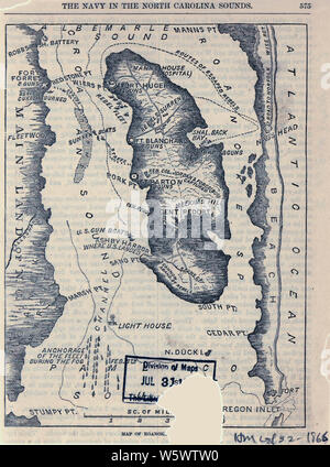 Map of Roanoke Island. [February 8, 1862]. 1862 Stock Photo - Alamy