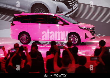 A GAC Trumpchi GM6 MPV is on display during the 16th China (Guangzhou) International Automobile ...