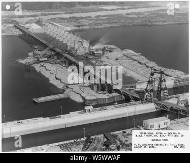 Photograph with caption Dam No. 6, General view of temporary bridge ...