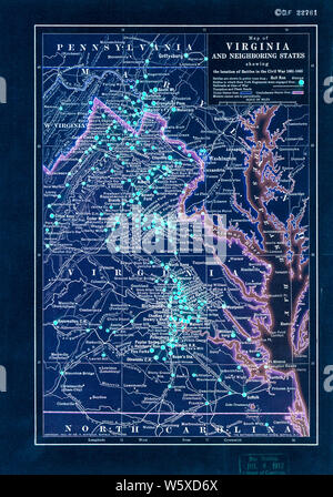 Civil War Maps 1018 Map of Virginia and neighboring states showing the ...