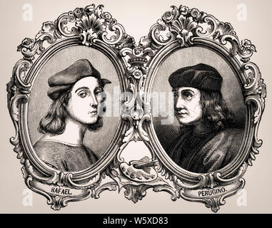 Raffael da Urbino and his teacher Pietro Perugino, Italian painters ...