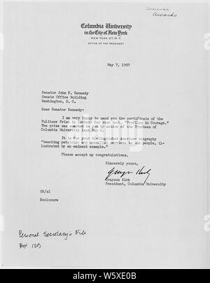 Pulitzer Prize Letter May 7, 1957; Scope and content: Letter from ...