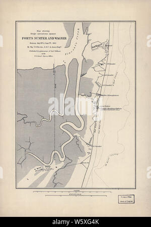 Map showing siege operations against Forts Sumter and Wagner between ...