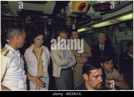 Rosalynn Carter, Jimmy Carter and Admiral Hyman Rickover aboard the ...
