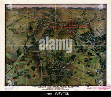 Civil War Maps 1276 Perspective view of Gettysburg National Military ...