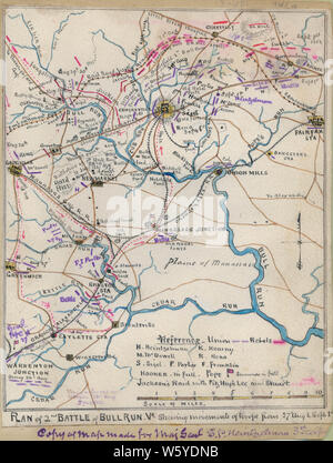 The 2nd Battle of Bull Run, Va., August 1862. Map showing position of ...
