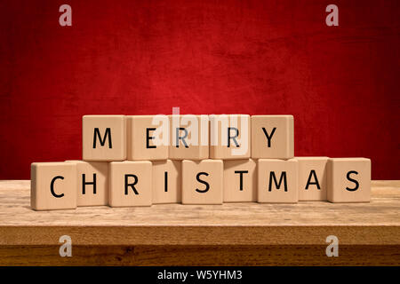 3D render of a wooden table against Christmas snowflake background ...