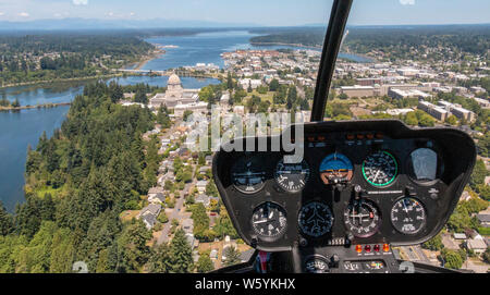 Aerial view of Budd Inlet at the Puget Sound in Olympia, WA Stock Photo ...