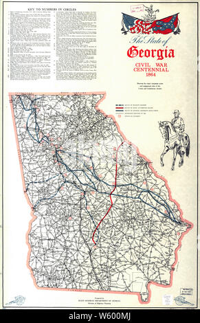 The State of Georgia, showing the major campaign areas and engagement ...