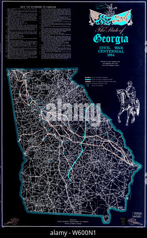 The State of Georgia, Civil War Centennial, 1864 - showing the major ...