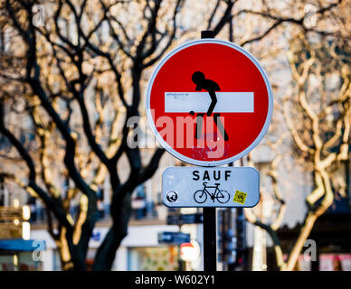 Decorated Traffic Signs in Paris Stock Photo - Alamy