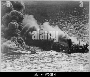 Allied tanker torpedoed Stock Photo - Alamy