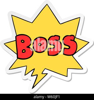 cartoon word boss with speech bubble in comic book style Stock Vector ...