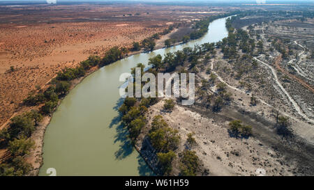 Low altitude aerial of the Great Anabranch of the Darling River ...