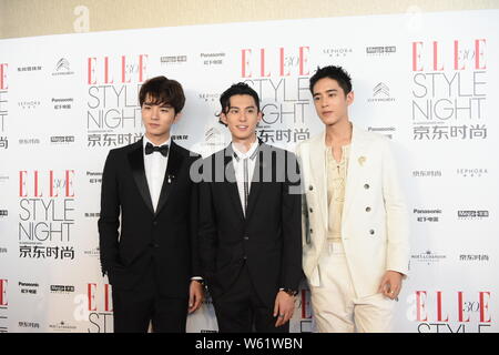 (From left) Chinese actors Caesar Wu Xize, Dylan Wang Hedi and Connor ...