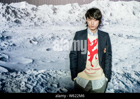 Japanese actor Kentaro Sakaguchi arrives for Prada's Spring/Summer 2027 ...