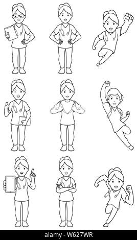 Female doctor coloring page. Doctor coloring page line art. Female ...