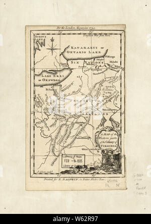 A Map of the Western parts of the Colony of Virginia, 1754 Stock Photo ...