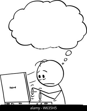 Cartoon vector stickman man tired and bored of long boring phone Stock ...