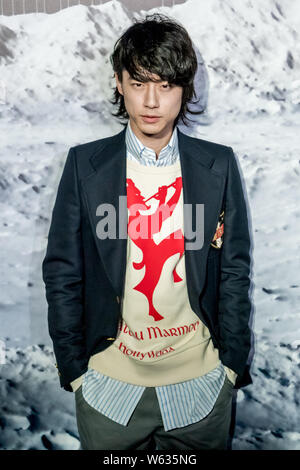 Japanese actor Kentaro Sakaguchi arrives for Prada's Spring/Summer 2027 ...