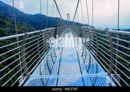 "Spider-Man" workers check on Guangdong's longest glass-bottomed bridge ...