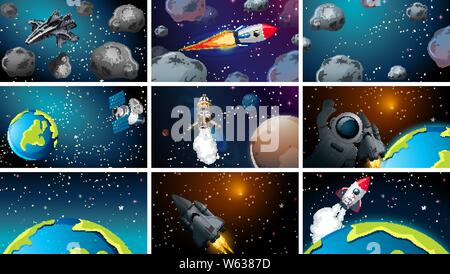 Set of various space scenes illustration Stock Vector Image & Art - Alamy