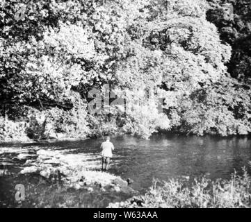 Fishing on the River Nidd in the 1930s Stock Photo - Alamy
