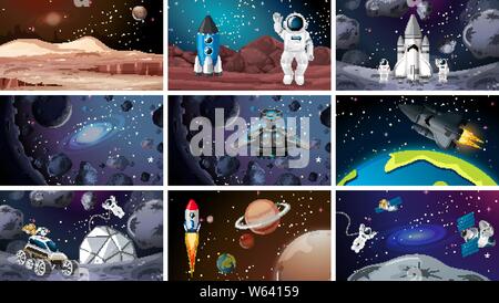 Set of various space scenes illustration Stock Vector Image & Art - Alamy