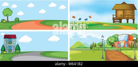 Set of outdoor scenes illustration Stock Vector Art & Illustration ...