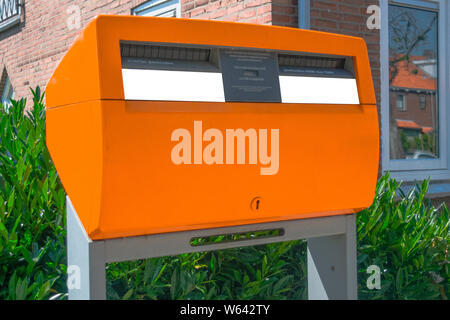 Orange Dutch post office letterbox in The Netherlands, Europe Stock ...