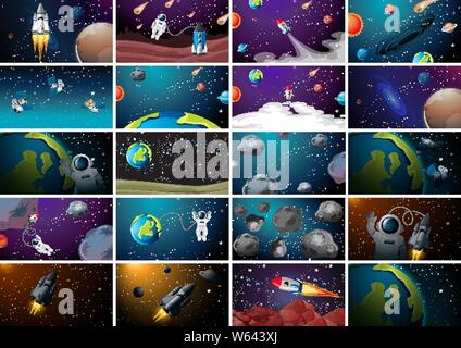Huge space scene set illustration Stock Vector Image & Art - Alamy