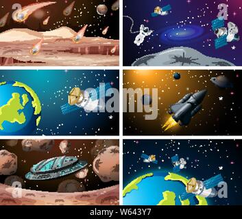 Set of various space scenes illustration Stock Vector Image & Art - Alamy
