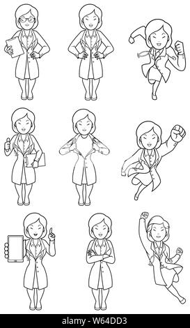 Female doctor coloring page. Doctor coloring page line art. Female ...