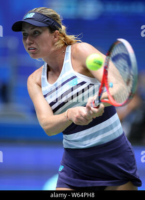 Danielle Collins returns a shot during a Women's Singles match at the ...